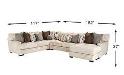 Cindy Crawford Hudson Street Beige Knitted 3 Pc With Chaise Right Arm ...