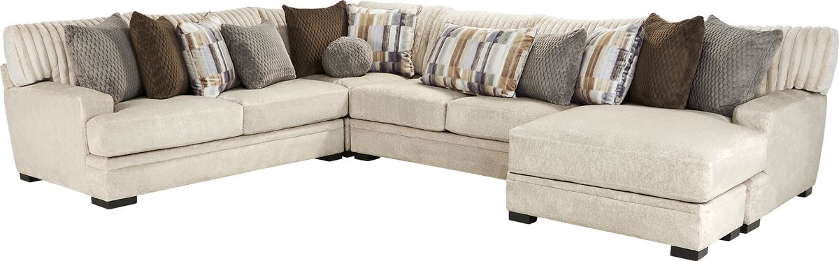 Cindy Crawford Hudson Street Beige Knitted Right Arm 3 Pc Sectional ...