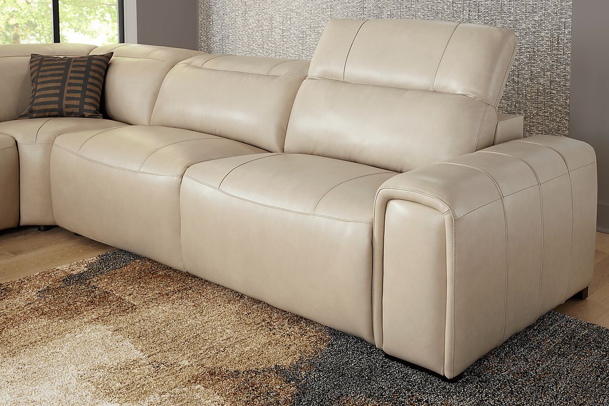 Drew & Jonathan Huntington 5 Pc Ivory Beige Leather Dual Power ...