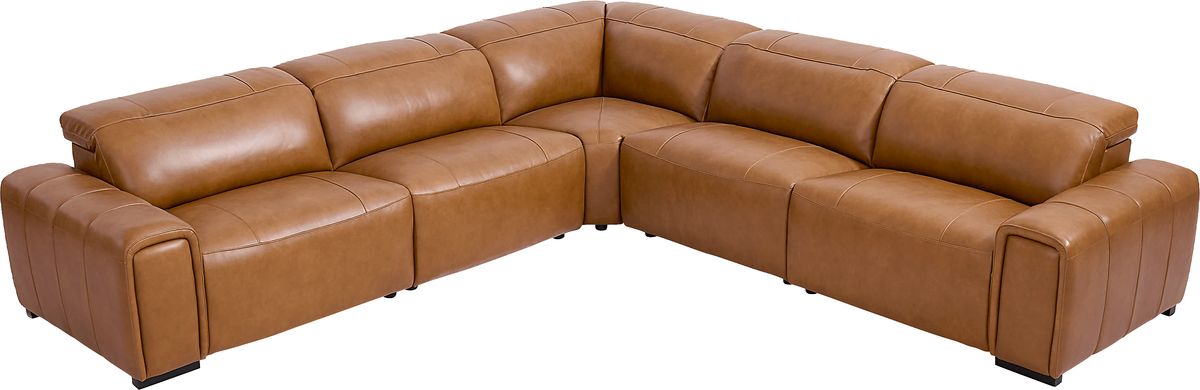 Drew & Jonathan Huntington 5 Pc Saddle Brown Leather Dual Power ...