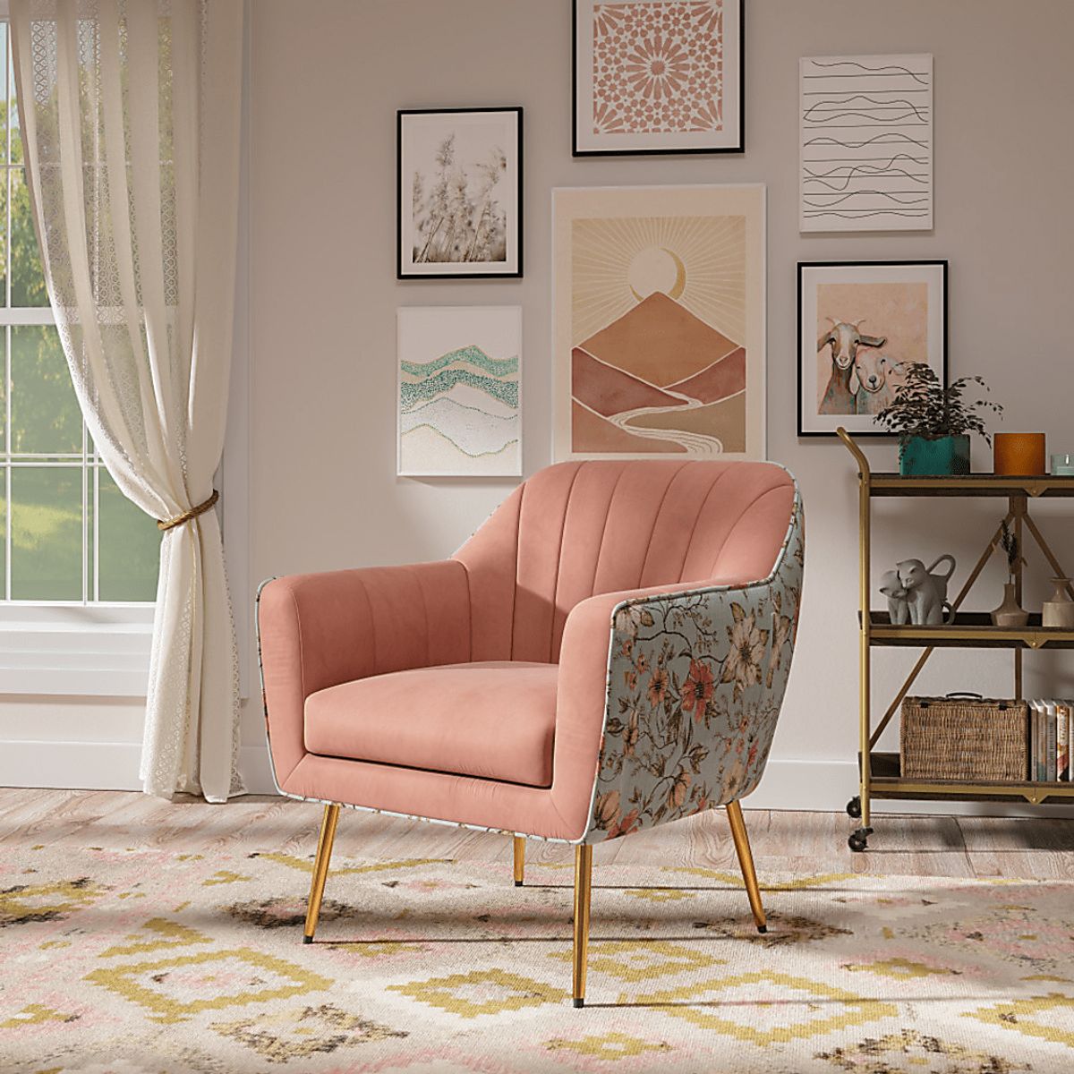 Hurstbourne Pink Polyester Fabric Accent Chair | Rooms to Go