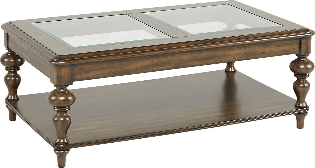 Hutton Brown Dark Wood Glass,Mdf,Wood Cocktail Table | Rooms to Go
