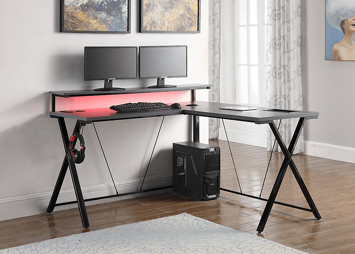 Idris Gray Gaming Desk | Rooms to Go