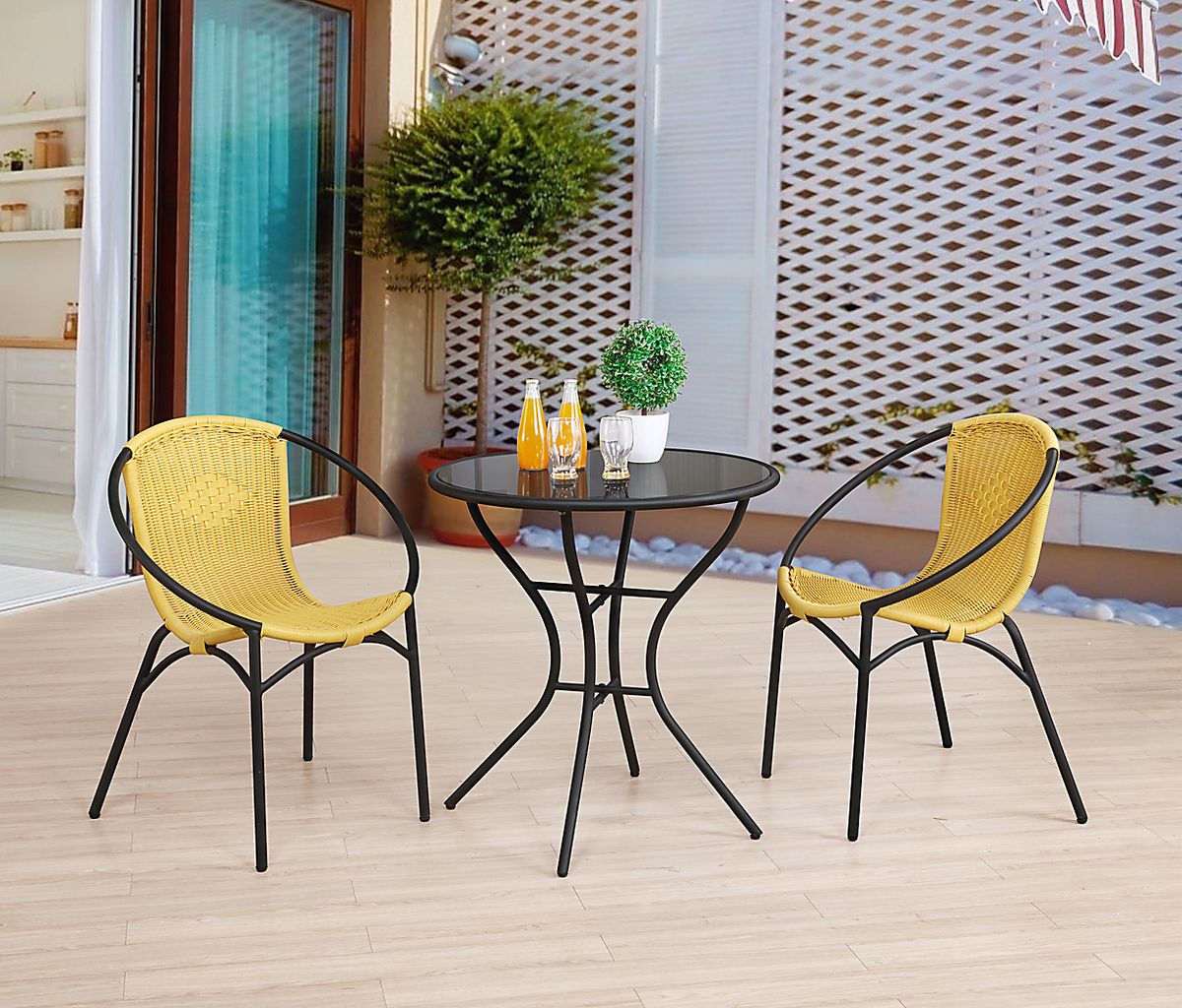 Idylwood Black Black,Colors Yellow Outdoor Seating Set | Rooms to Go
