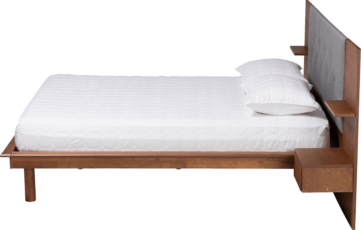 Ihrig Brown Polyester Fabric Queen Bed With Nightstands | Rooms to Go