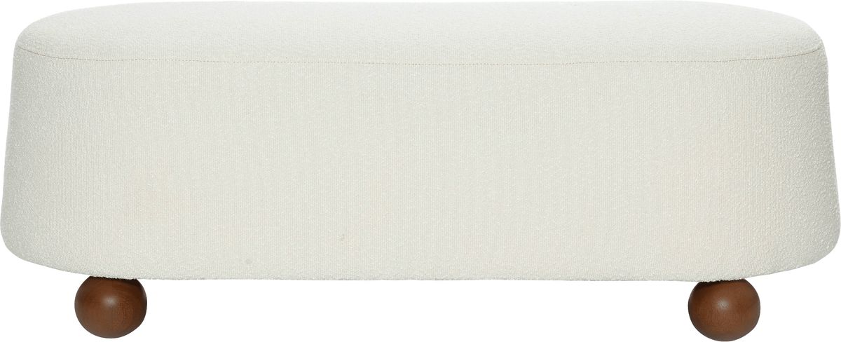 Innitou I Cream Beige Polyester Fabric Large Ottoman | Rooms to Go