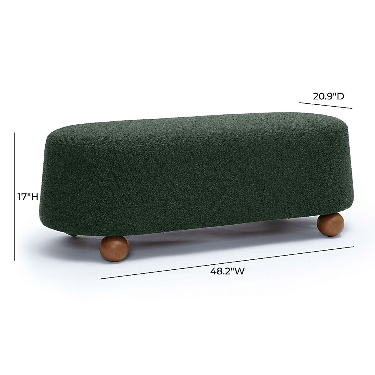 Innitou I Forest Green Polyester Fabric Large Ottoman | Rooms to Go