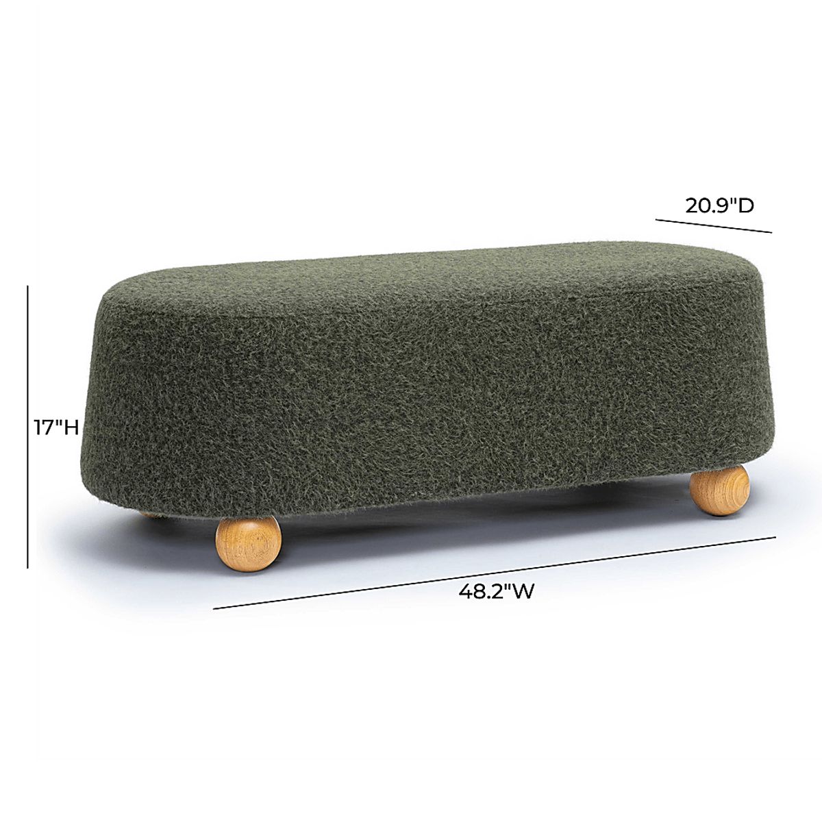 Innitou II Forest Green Polyester Fabric Large Ottoman | Rooms to Go