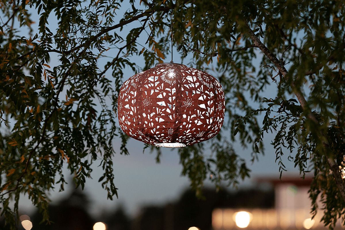 Irian Island Clay Orange Outdoor Lantern | Rooms to Go