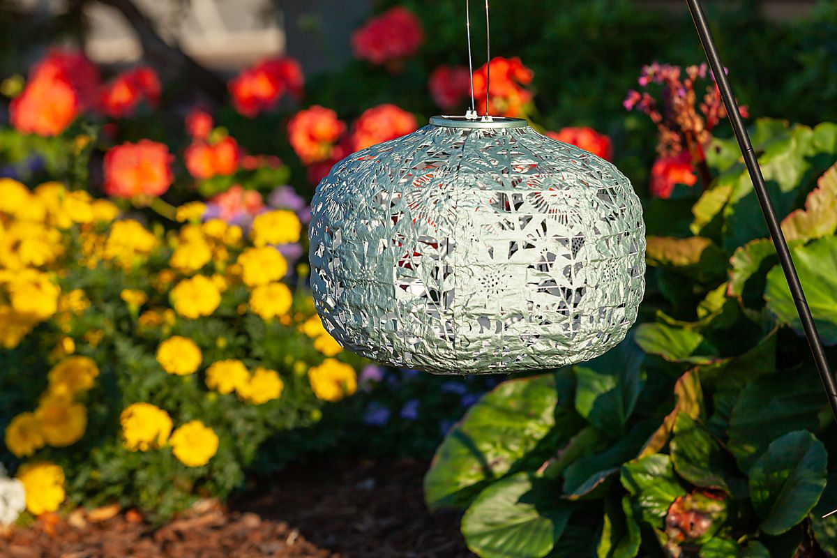 Irian Island Sage Green Outdoor Lantern | Rooms to Go