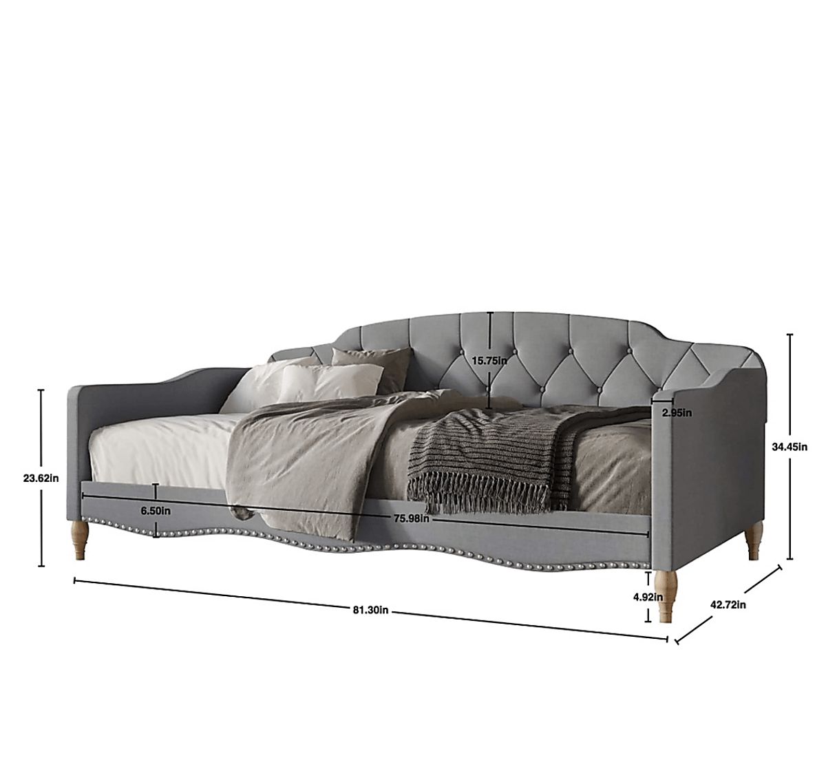 Iroby Gray Polyester Fabric Twin Bed | Rooms to Go