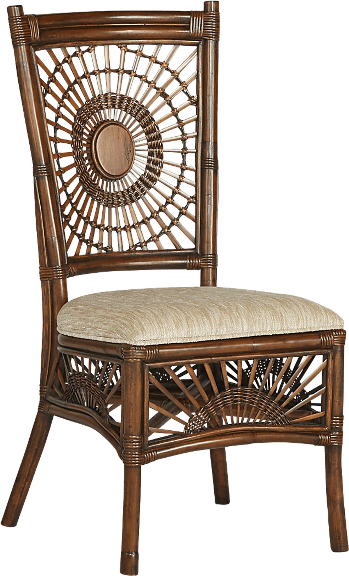 Island Sunrise Dark Rattan Wood Brown Side Chair | Rooms to Go