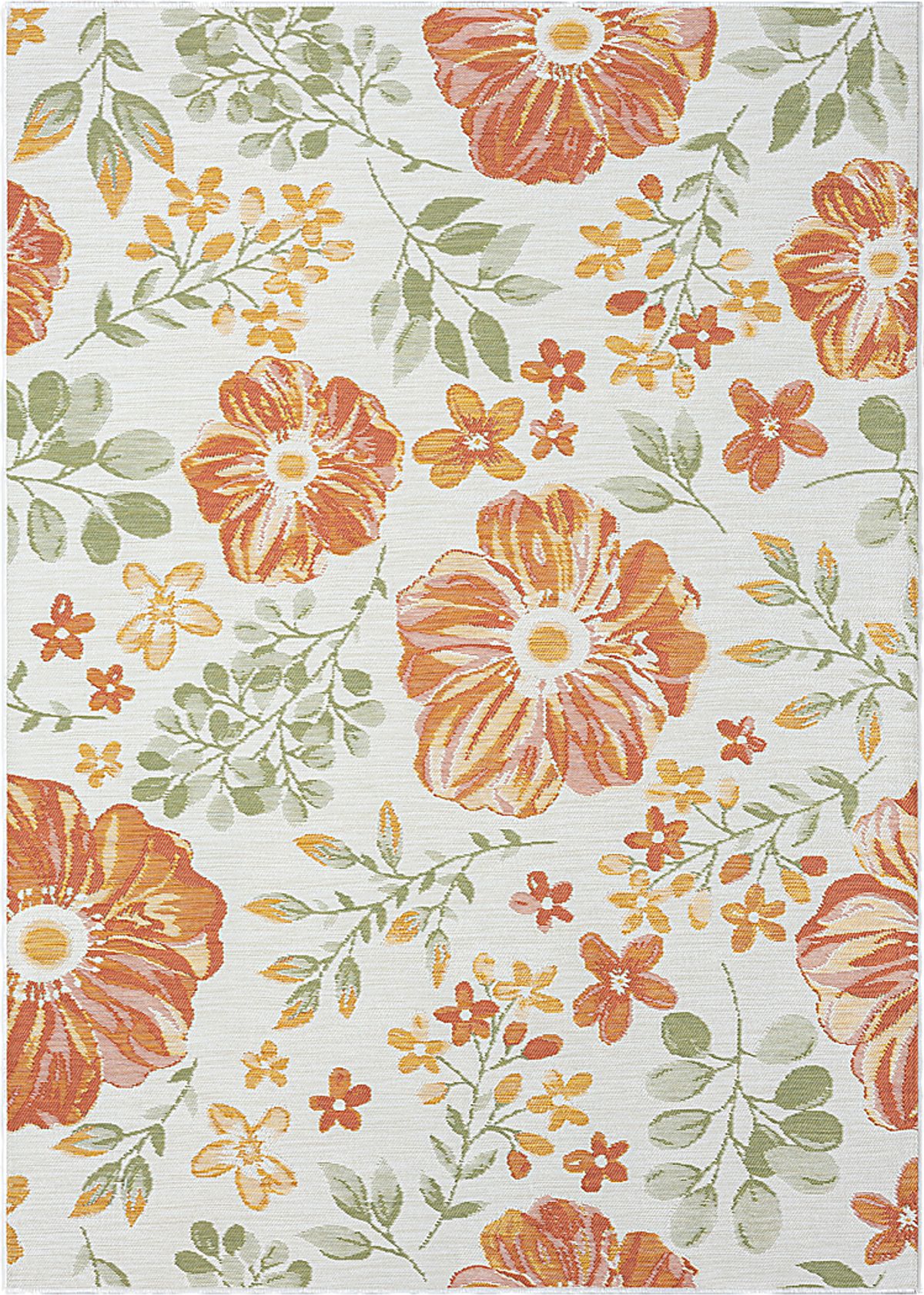 Ismaela Ivory,Orange Beige,Orange,Red Outdoor Rugs | Rooms to Go