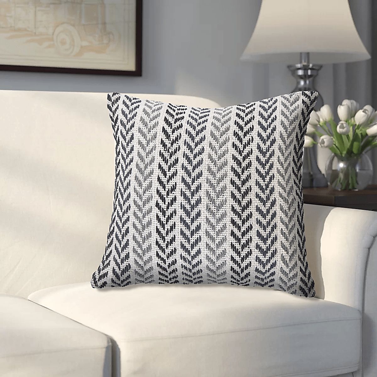 Istarie Black Cotton Fabric Throw Pillow | Rooms to Go