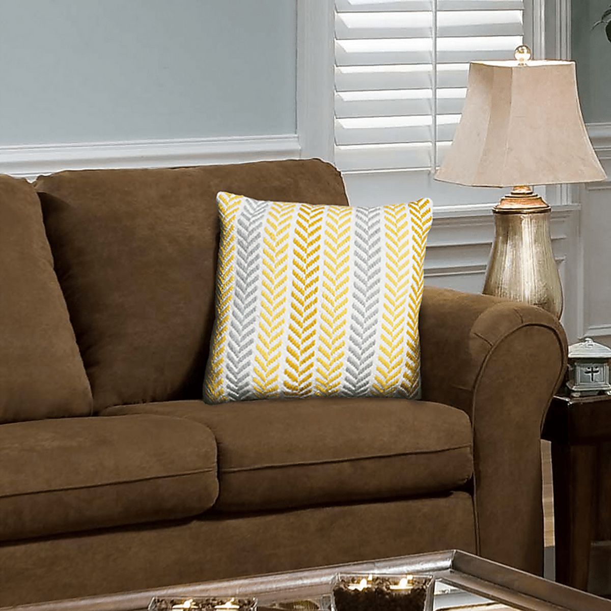 Istarie Yellow Cotton Fabric Throw Pillow | Rooms to Go