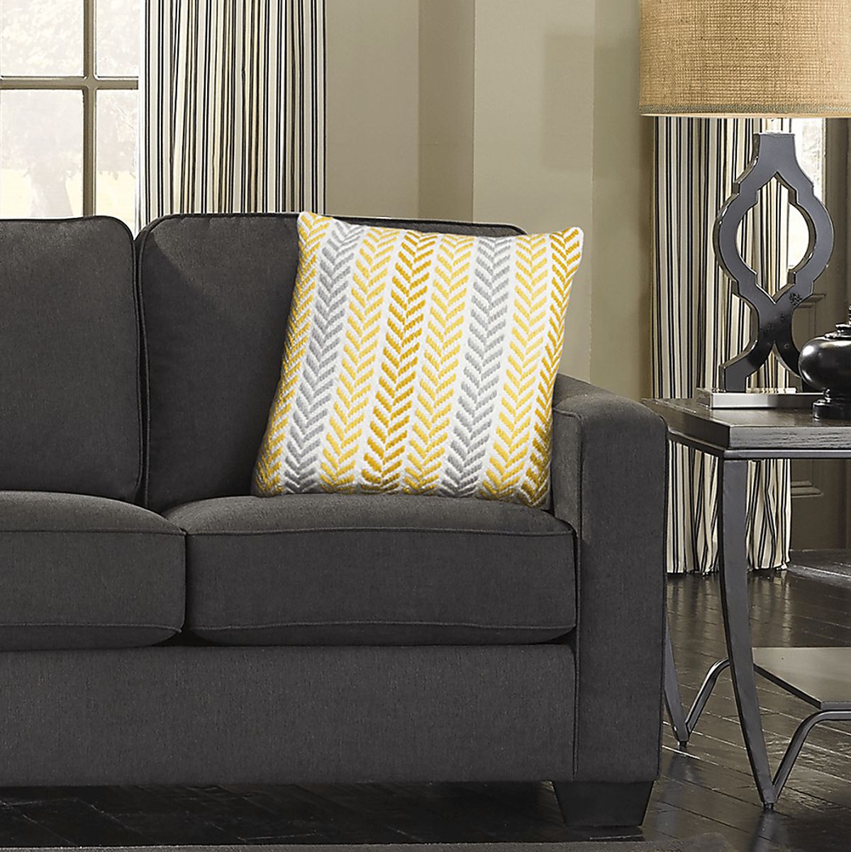 Istarie Yellow Cotton Fabric Throw Pillow | Rooms to Go