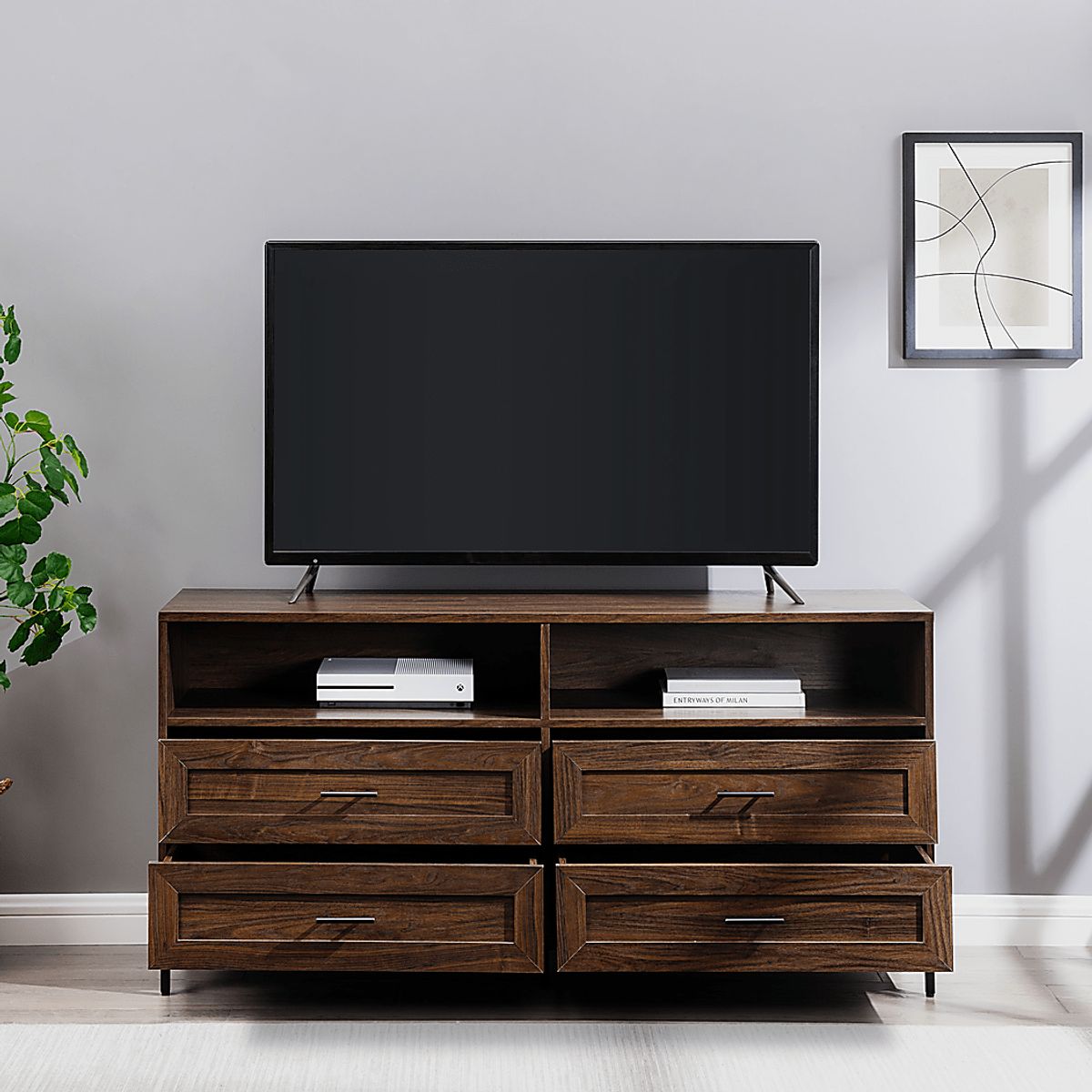 Ivellan Brown Dark Wood Tv Console | Rooms to Go