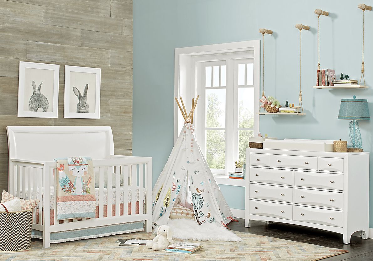 Ivy League White 6 Pc Nursery with Toddler & Conversion Rails - Rooms To Go