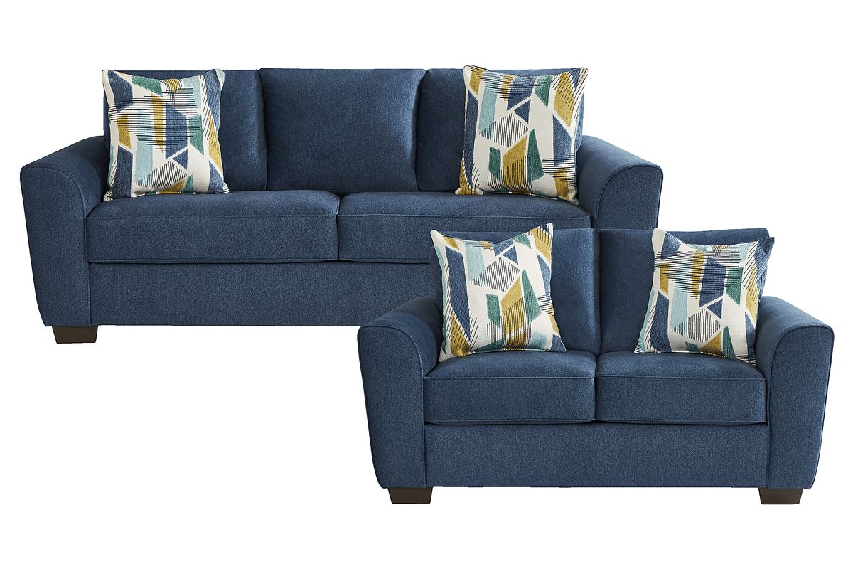 Jackson 2 Pc Blue Woven Living Room Set With Sofa, Loveseat | Rooms to Go