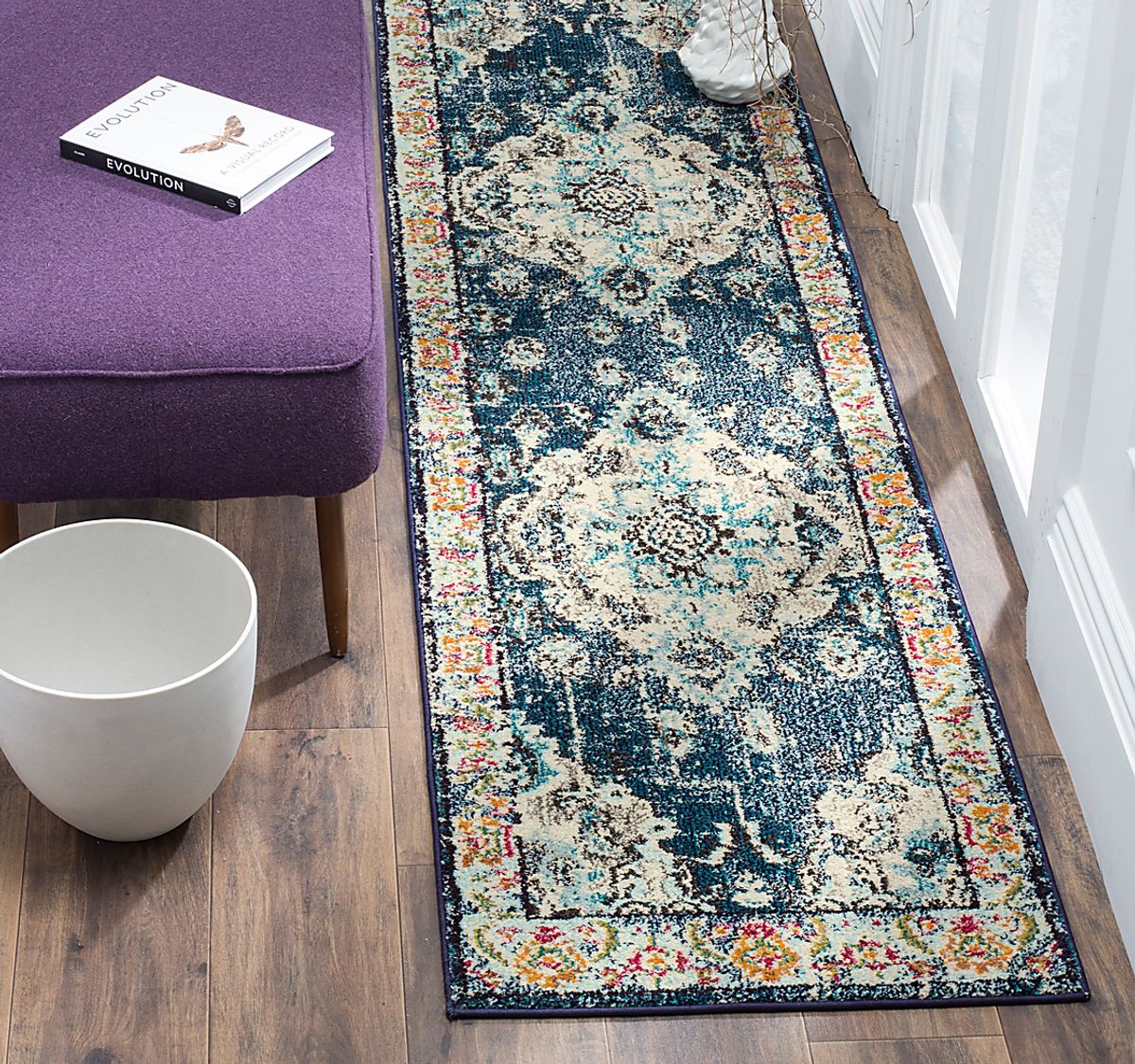 Jailyn Navy Blue Polypropylene Fabric Rug | Rooms to Go