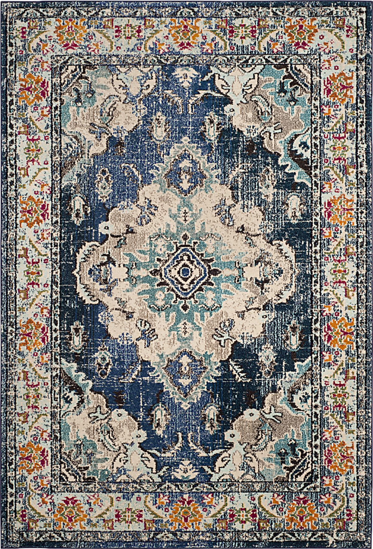 Jailyn Navy Blue Polypropylene Fabric Rug | Rooms to Go