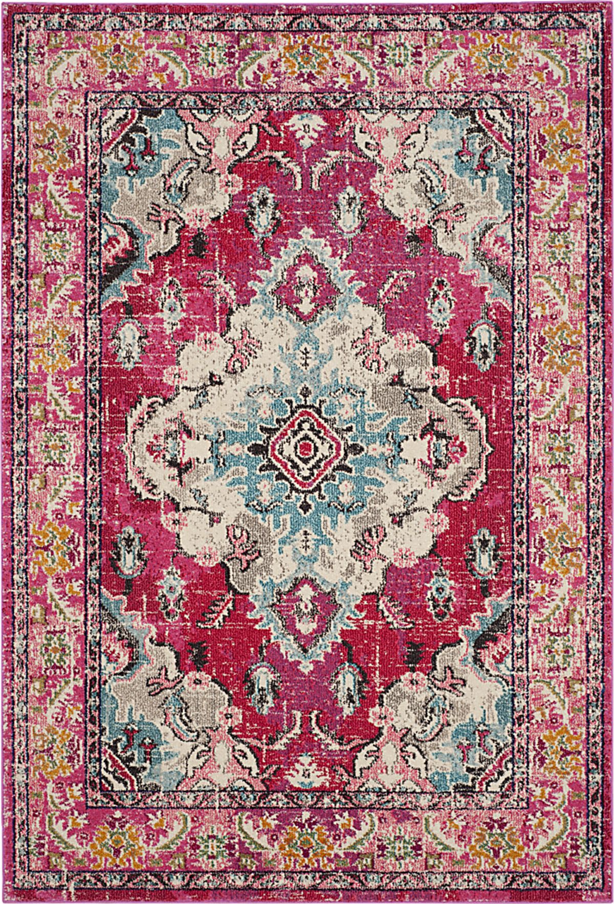 Jailyn Pink Polypropylene Fabric Rug | Rooms to Go