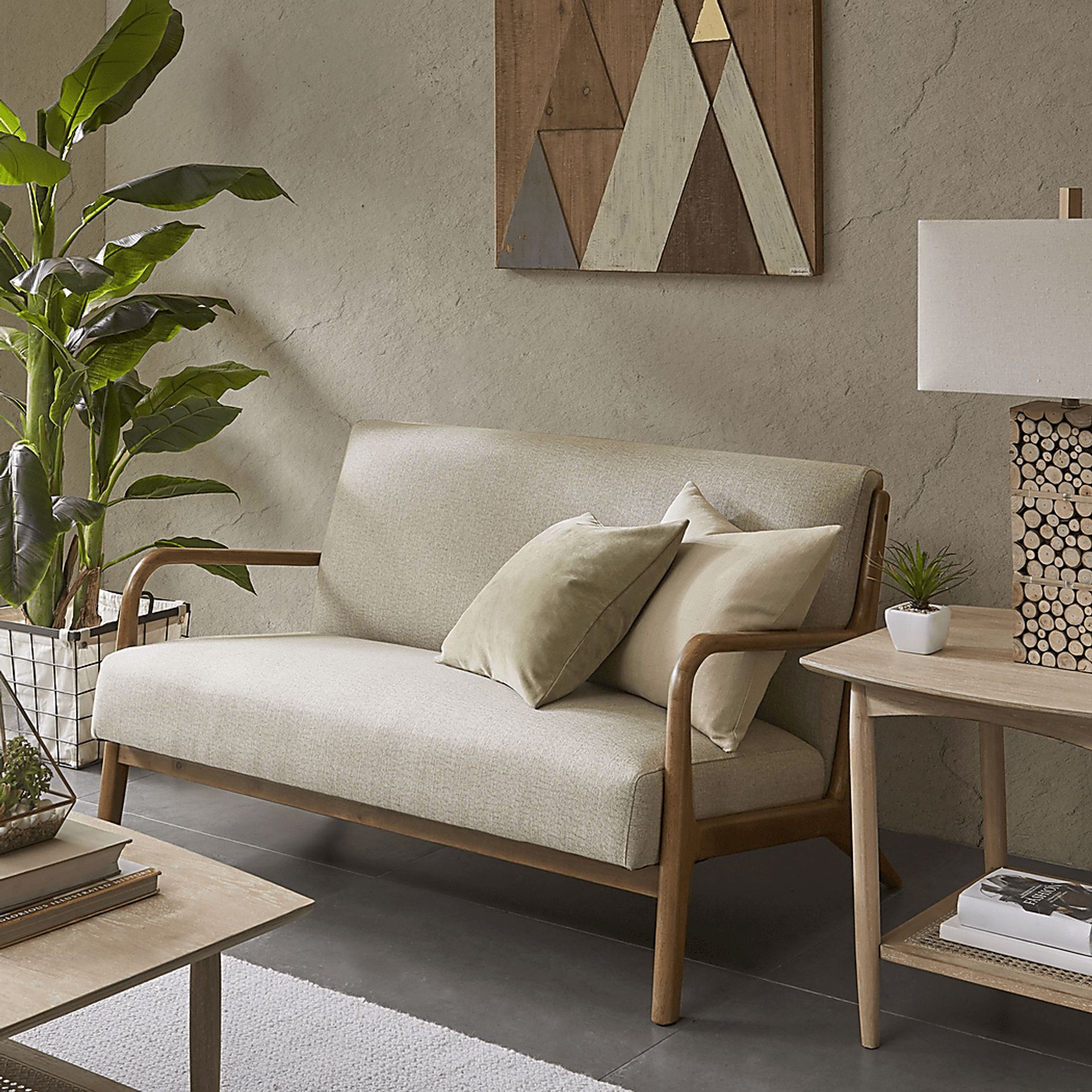 Jaired Cream Beige Polyester Fabric Settee | Rooms to Go