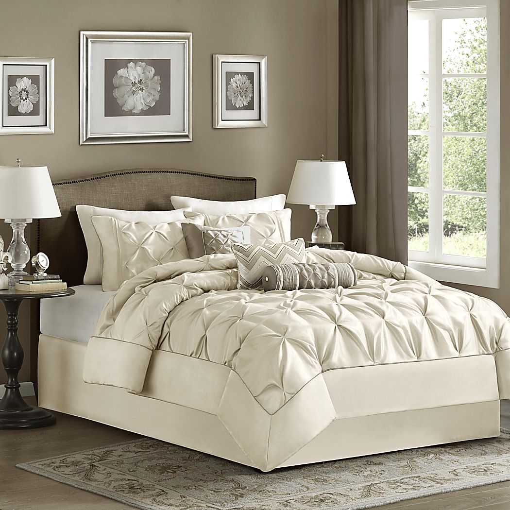 Janelle Ivory 7 Pc Queen Comforter Set - Rooms To Go