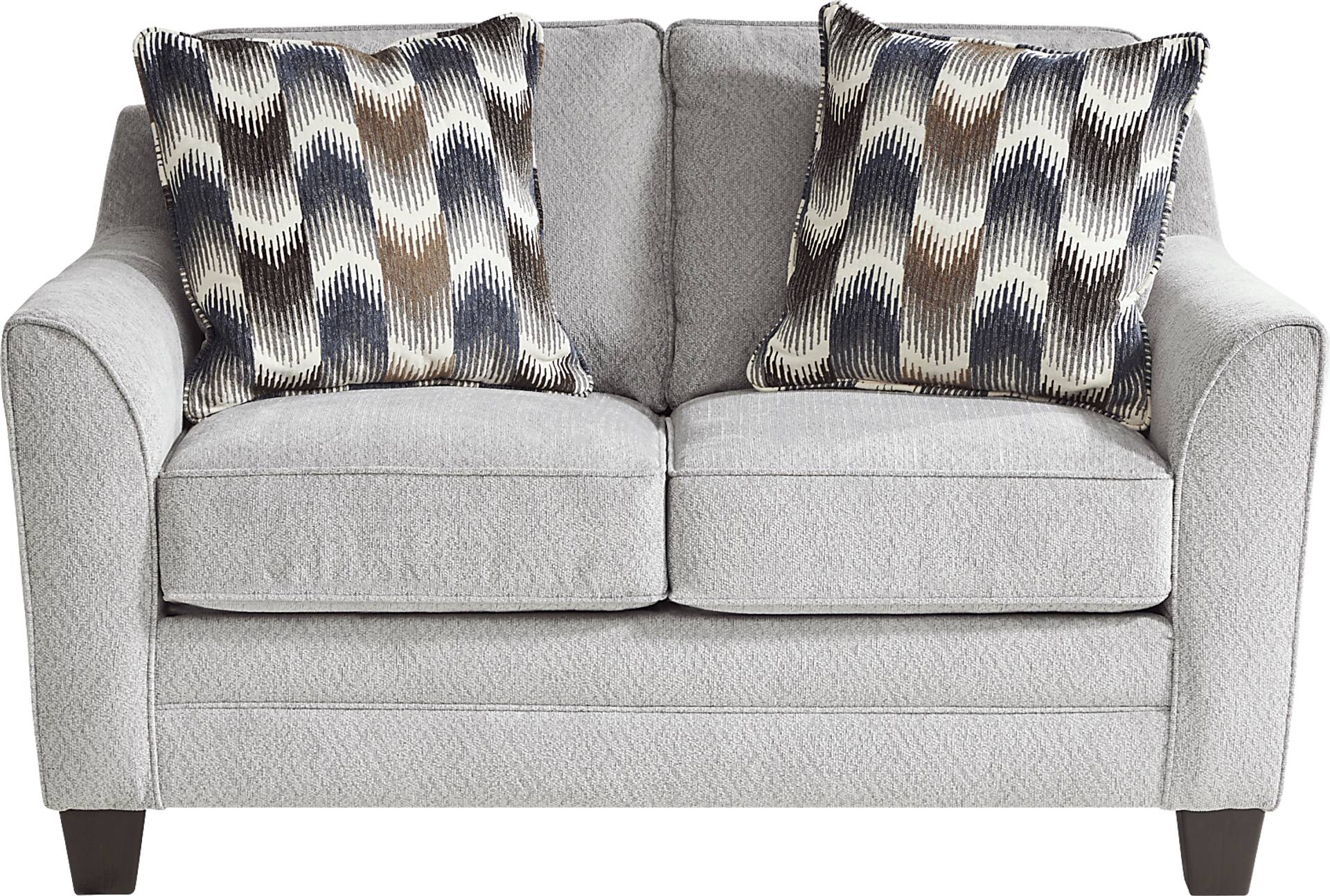Jenisse 3 Pc Gray Chenille Fabric Living Room Set With Sofa, Loveseat ...