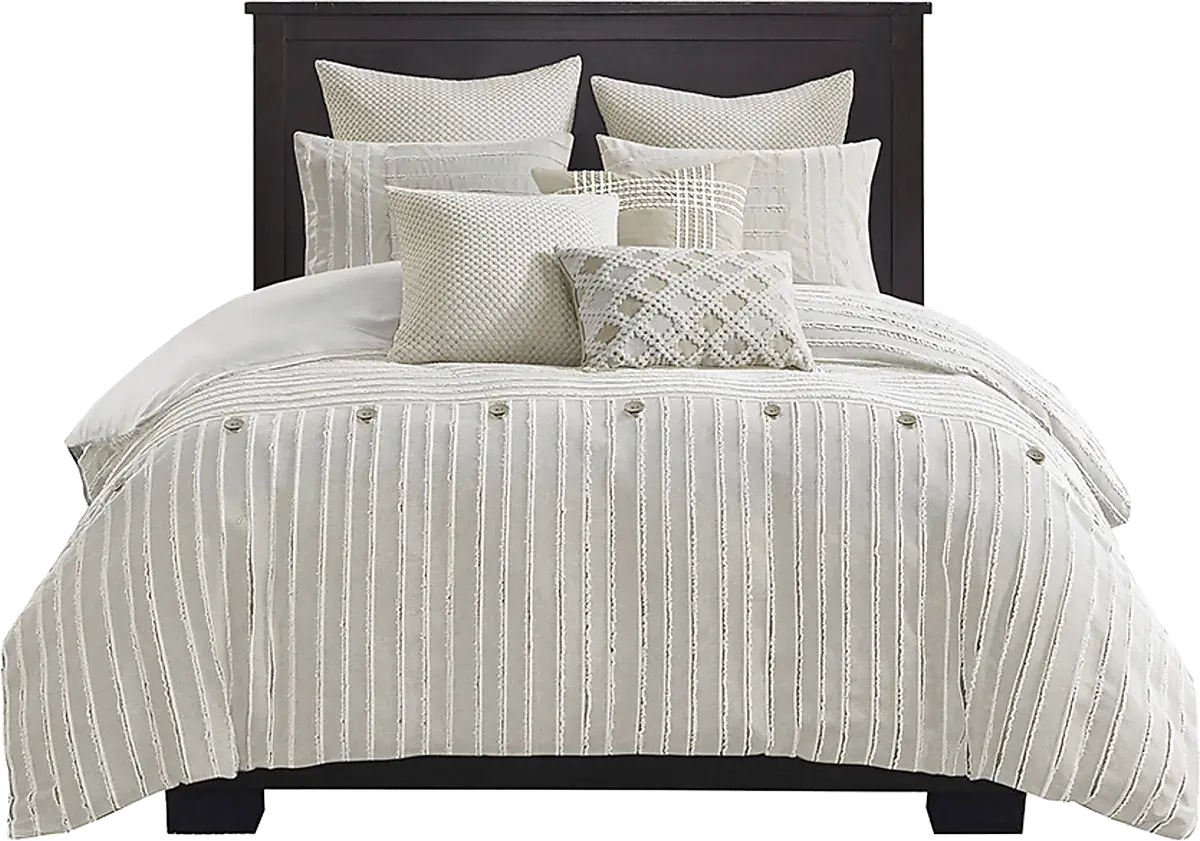 Jennix Ivory Beige Queen Comforter Set | Rooms to Go