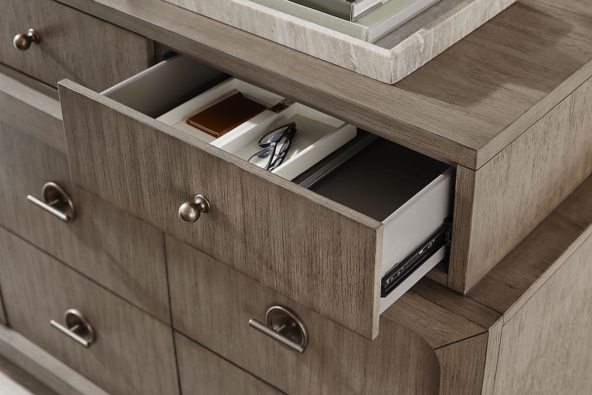 Jetty Beach 5 Pc Gray Queen Bedroom Set With 3 Pc Queen Bed, Dresser ...