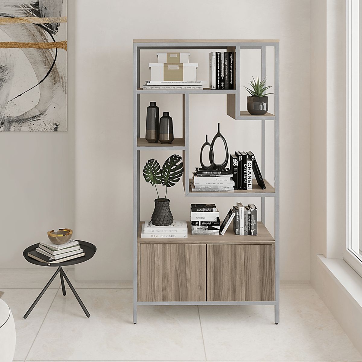 Jolgue Silver Gray Oak Brown Bookcase | Rooms to Go