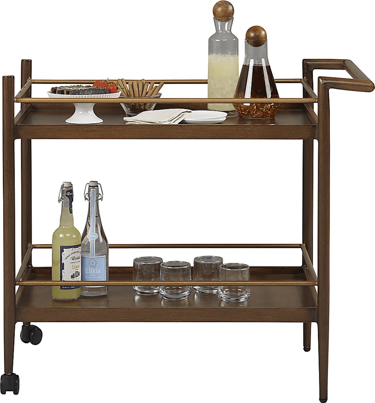Jorgen Brown Dark Wood Aluminum Outdoor Bar Cart | Rooms to Go