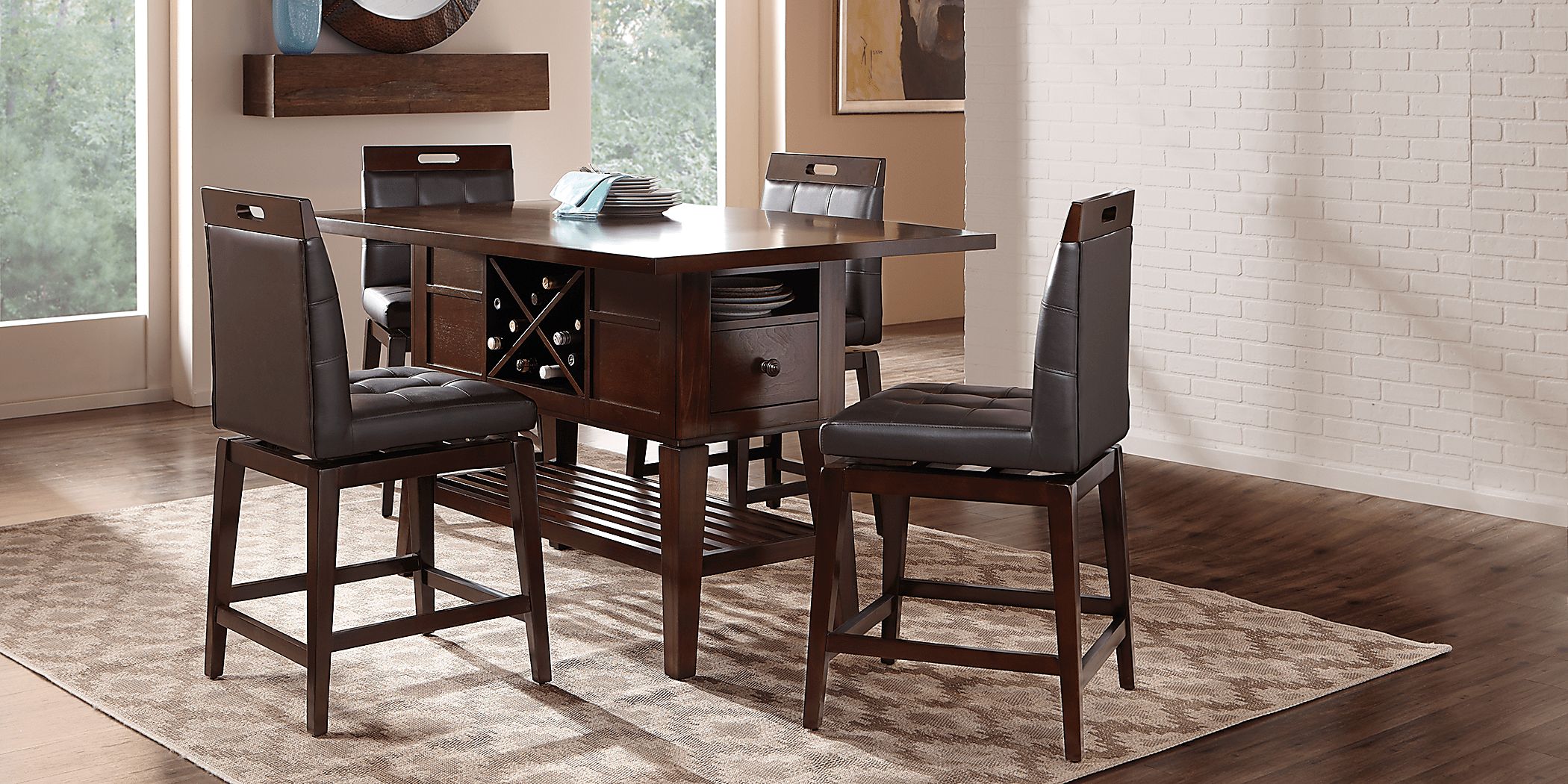 Julian Place 5 Pc Chocolate Dark Wood Brown Dining Room Set With ...