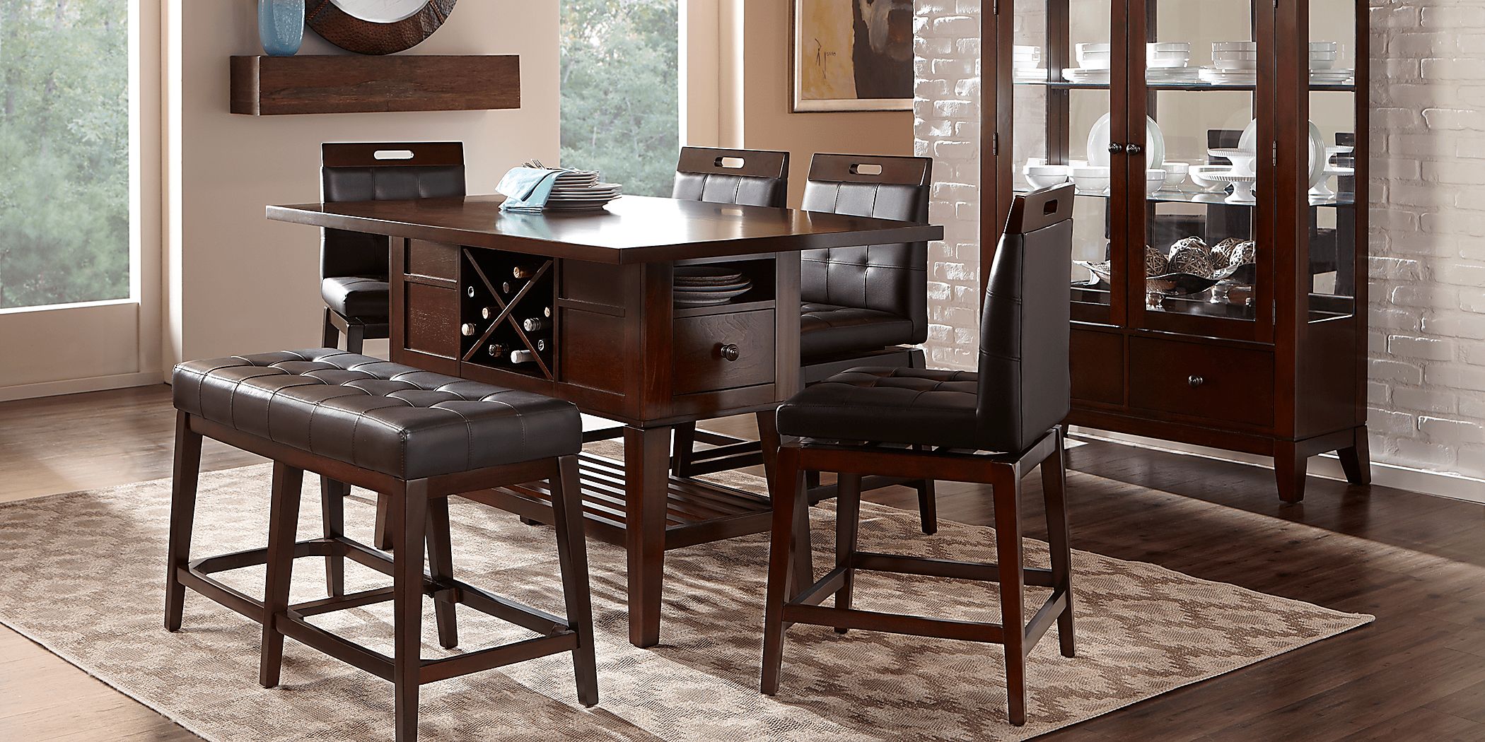 Julian Place 6 Pc Chocolate Dark Wood Brown Dining Room Set With ...