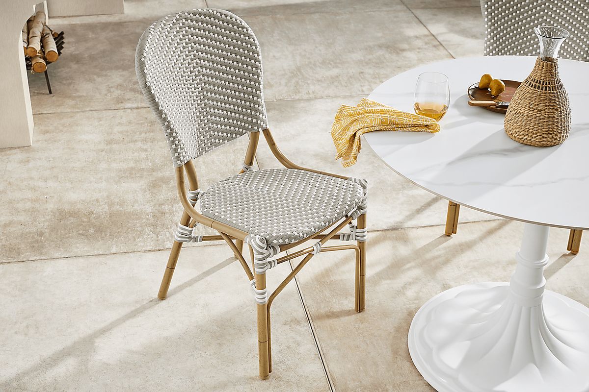 Juliette II 3 Pc White Gray Aluminum,Wicker Outdoor Dining Set With 30 ...