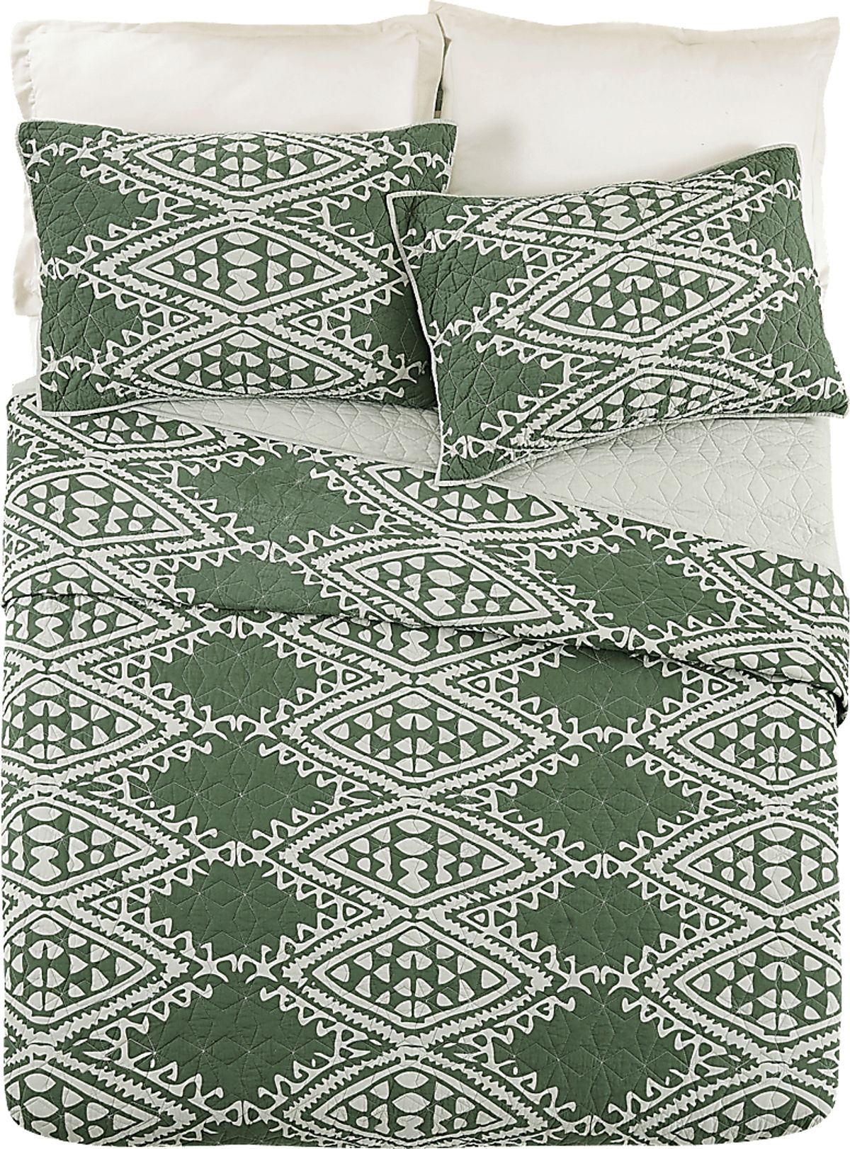Jungalow By Justina II Green Cotton Fabric King Quilt Set | Rooms to Go