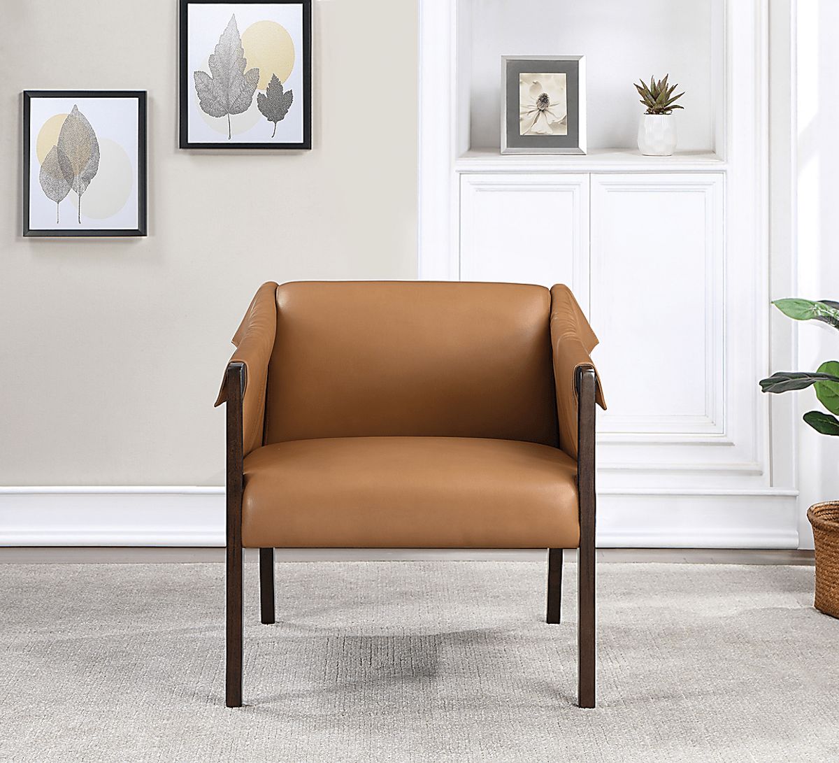 Kahul Camel Brown Polyurethane Fabric Accent Chair | Rooms to Go