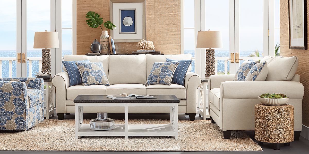 Kailani Coast 8 Pc Beige Polyester Fabric Living Room Set - Rooms To Go