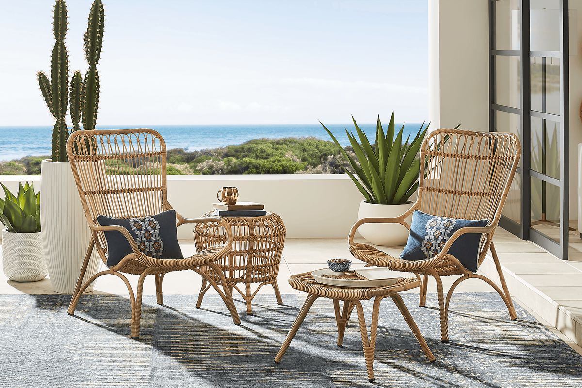 Kain 4 Pc Natural Beige,White Outdoor Seating Set With Lounge Chair ...