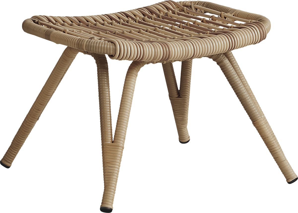 Kain Natural Light Wood Wicker Outdoor Ottoman | Rooms to Go