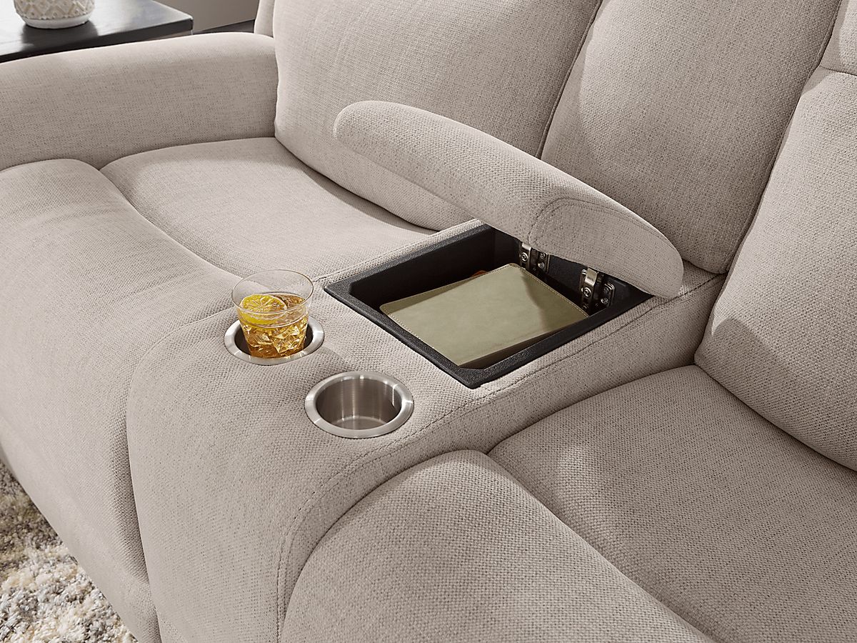 Kamden Place 2 Pc Cement Polyester Fabric Dual Power Reclining Living ...