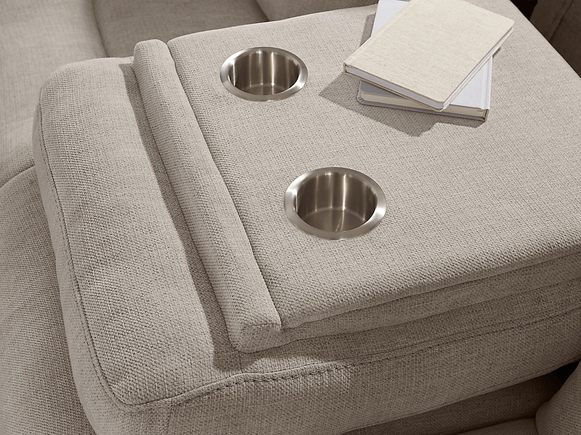 Kamden Place Beige Polyester Fabric Non-Power Reclining Sofa | Rooms to Go