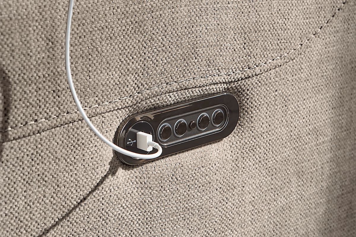 Kamden Place 5 Pc Cement Polyester Fabric Dual Power Reclining Living ...