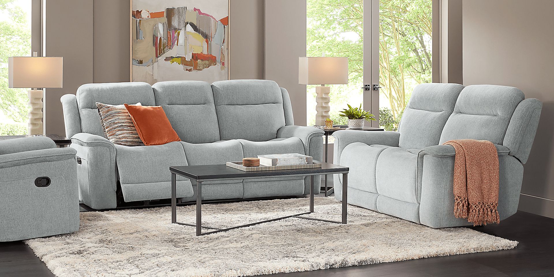 Kamden Place Seafoam Green Polyester Fabric Non-Power Reclining ...