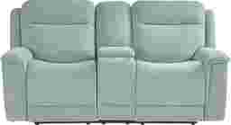 Kamden Place Seafoam Green Polyester Fabric Dual Power Reclining ...