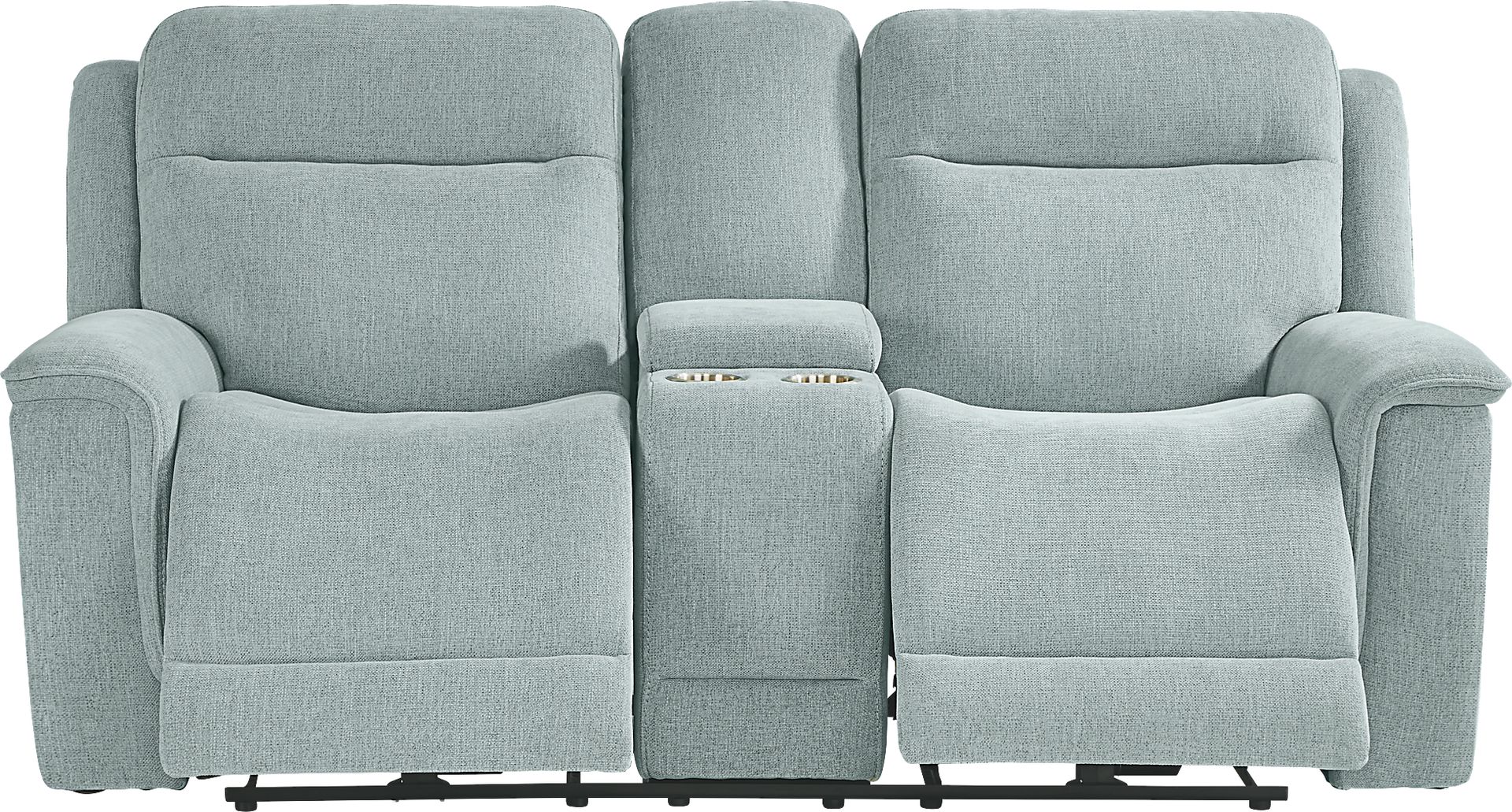 Kamden Place Seafoam Green Polyester Fabric Dual Power Reclining ...