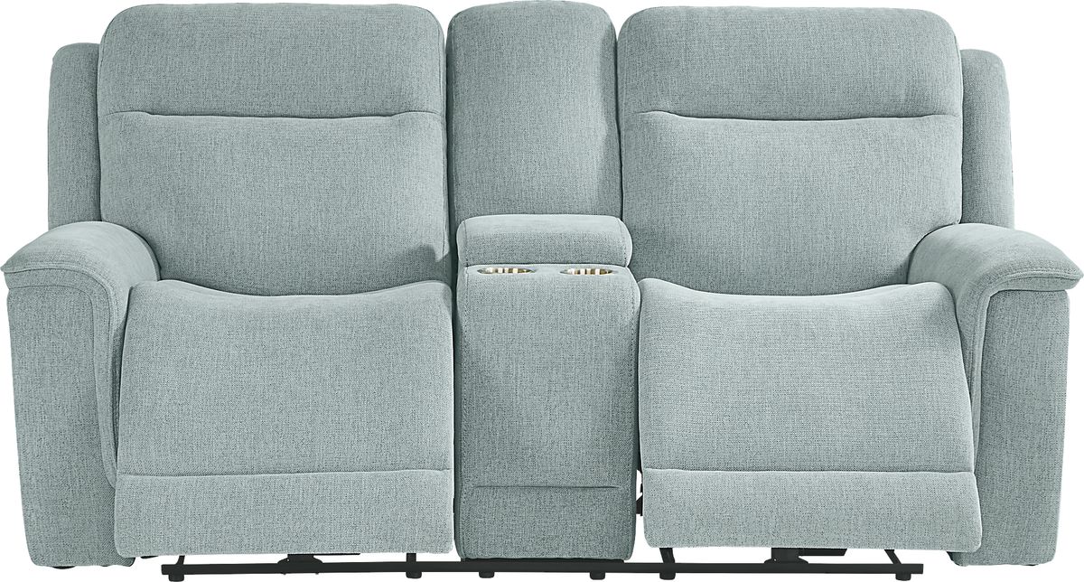 Kamden Place Seafoam Green Polyester Fabric Dual Power Reclining ...
