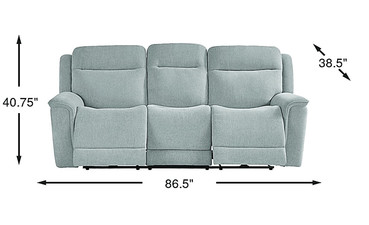 Kamden Place Seafoam Green Polyester Fabric Dual Power Reclining Sofa ...