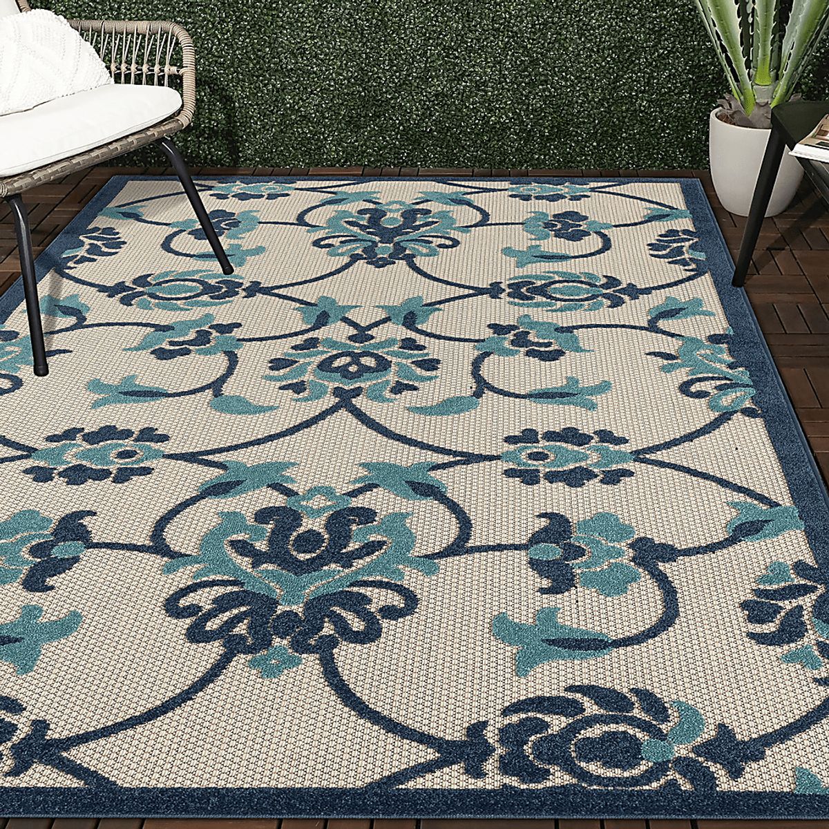 Kanguho Blue Outdoor Rugs | Rooms to Go